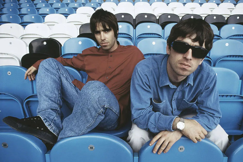 Noel Gallagher and Liam Gallagher photographed at Maine Road stadium ...